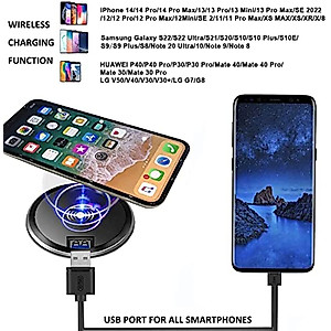 Desk Wireless Charger, hopopower 15W Fast Wireless Charging Station Pad Compatible with iPhone 14/14 Pro/14 Pro Max/13/13 Pro Max/13 Mini/12/12 Pro Max/11/11 Pro/11 Pro Max/Galaxy S22/S21/S20/Note 20