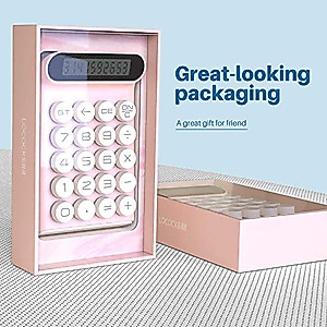 Mechanical Switch Calculator,Handheld for Daily and Basic Office,10 Digit Large LCD Display (Pink)