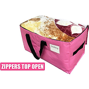 4 Pack Extra Large Moving Bags with Zippers & Carrying Handles, Heavy-Duty Storage Tote Moving Boxes for Moving, Storage, Camping and Travel 93L (Pink, 4 Pack)