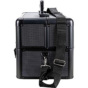 Ver Beauty 3-in-1 Professional 4 Removable Wheels Rolling Aluminum Art Craft Supplies Makeup Tattoo Artist Tool Case Organizer Easy-Slide Extendable Trays with Dividers Mirror, Black Dot