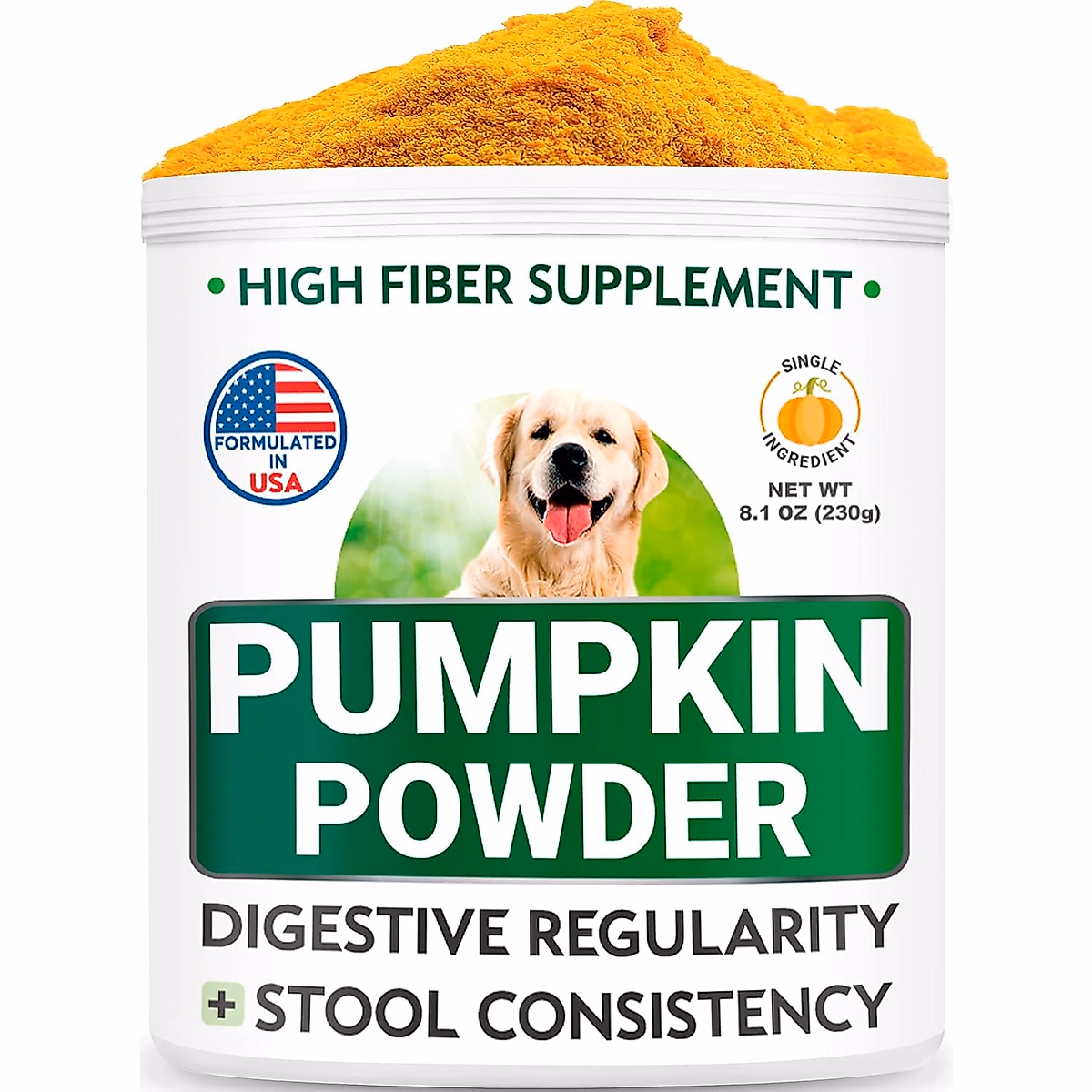 Pumpkin for Dogs - Powdered Fiber Supplement and Stool Softener - Treat Diarrhea, Constipation, Upset Stomach, Food Sensitivity - Improve Digestion - Made in USA - 8 oz Pumpkin Powder