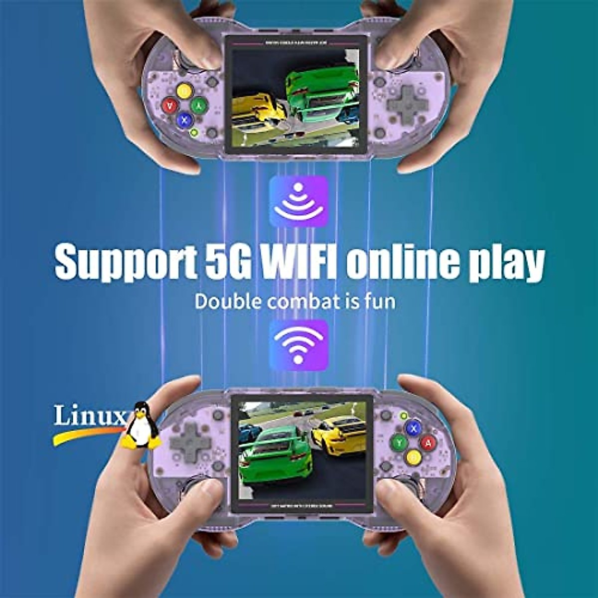 RG353PS Handheld Game Console Built-in 15000 Games, 16+64G 3.5-Inch Retro Video Gaming Console Arcade Emulator, Support WiFi Online Battle & Bluetooth Gamepad, Linux System, RK3566