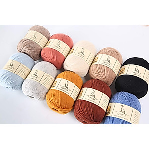 TEHETE 100% Merino Wool Yarn for Knitting 3-Ply Luxury Warm Soft Lightweight Blue Crochet Yarn (Ginger)