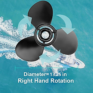 Qiclear 13 1/4x17 Upgrade OEM 48-77344A45 Aluminum Outboard Boat Propeller fit Mercury Motos 60 75 90 100 115 125 HP,15 Spline Tooth,Rh,13.25x17p