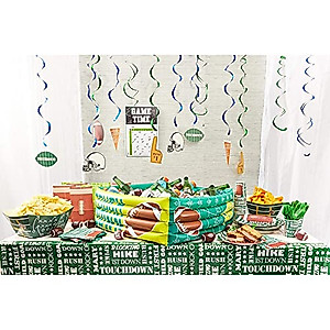 Football Plastic Tablecloth for Game Day Party (Green, 3 Pack)