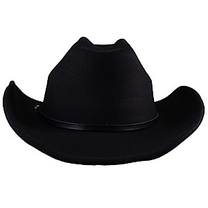 UwantC Faux Felt Cowboy Hats for Men Women Western Cowgirl Hat with Buckle Black One Size