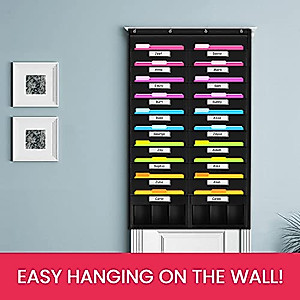 Godery Heavy Duty Storage Pocket Chart for Classroom and Office,Clear Storage Pocket Chart for Files Folder (20+6 Pockets & Nametag)