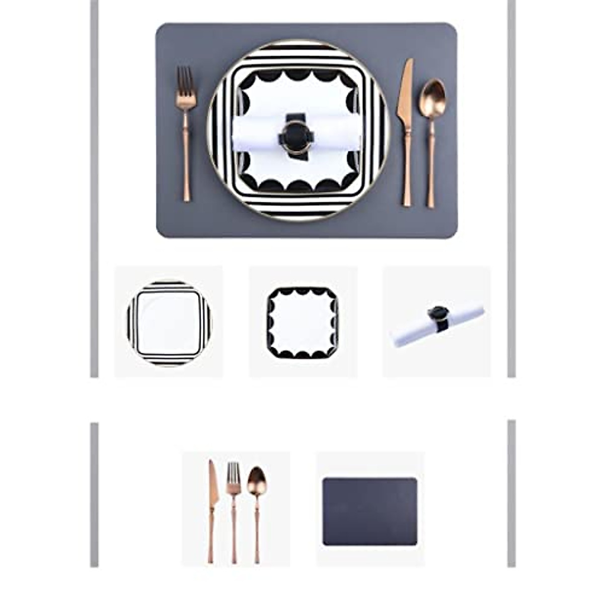 WFHTU Square Cutlery Set Kitchen Catering Utensils Bone Plate Bowl Plate Restaurant Combination