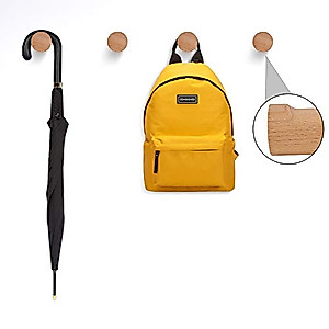 LONPUR Wooden Wall Hooks Minimalist Coat Hook,4pcs Modern Beech Real Natural Wood Pegs,Wood Hangers Wall Mounted for Planters Towel Hats Hanging(4 Pack)