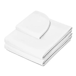 Saloniture 3-Piece Microfiber Massage Table Sheet Set - Premium Facial Bed Cover - Includes Flat and Fitted Sheets with Face Cradle Cover - White