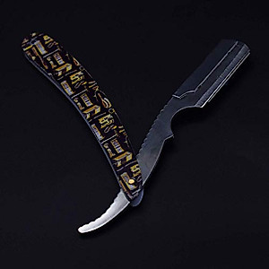 Professional Barber Straight Edge Razor - Salon Hair Cut Stainless Steel Safety Blade for Close Shaving, Navalha De Barbeiro (with 10 single edge sharp blades) (Metal handle)