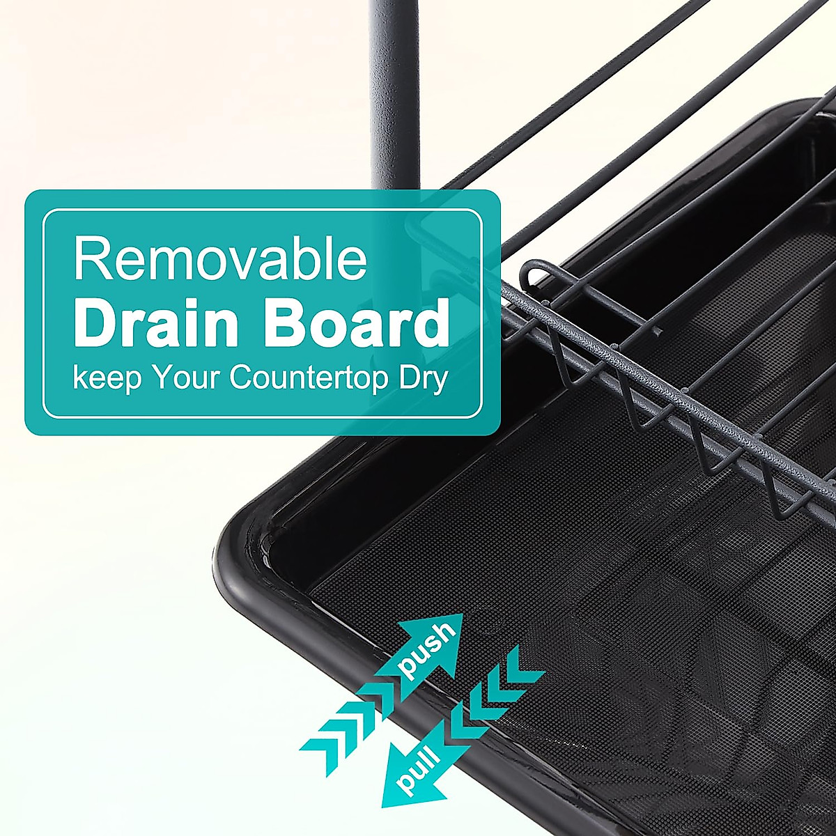 Naturous Dish Rack, 2 Tier Dish Drying Rack Kitchen Organizer with Drain Board, Utensil Holder, Cutting Board Holder, Gray