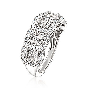Ross-Simons 1.00 ct. t.w. Round and Baguette Diamond Ring in Sterling Silver. Size 5