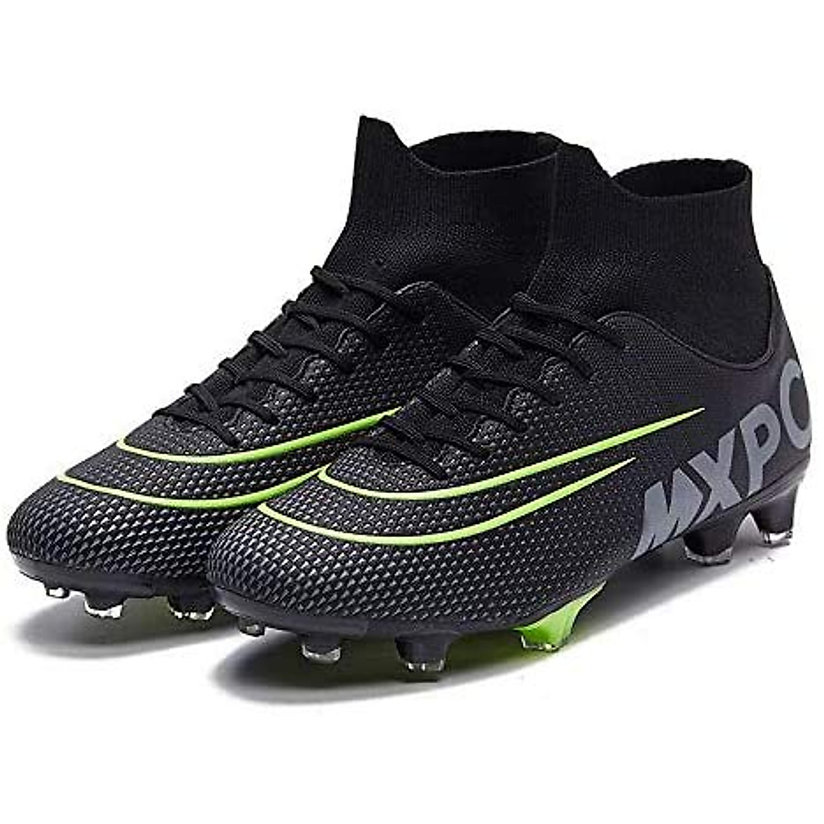 GTY Men's Soccer Boots Football Cleats Firm Hightop Shoes for Training Athletic Black, 10