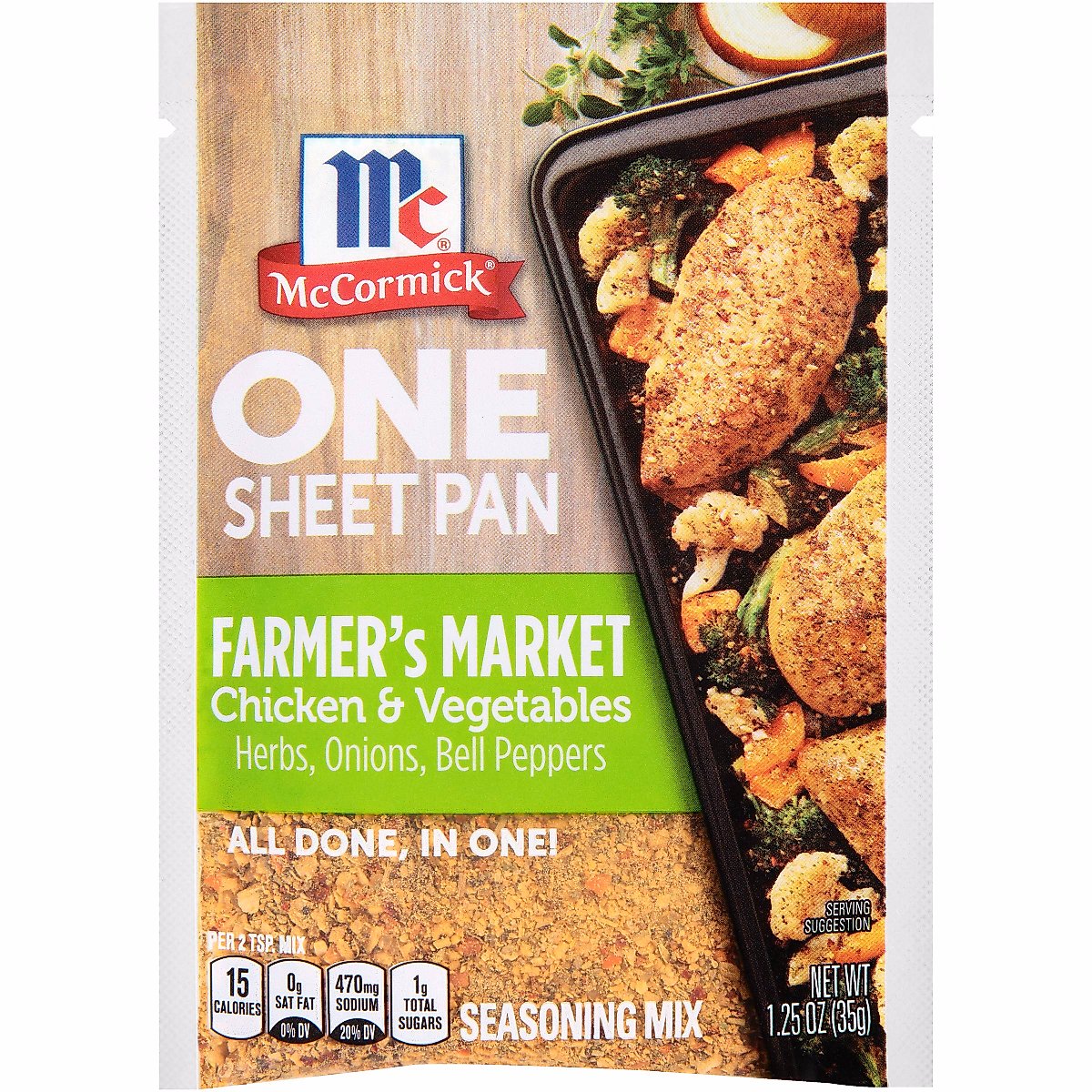 McCormick ONE Sheet Pan Farmer's Market Chicken & Vegetables Seasoning Mix, 1.25 oz (Pack of 12)