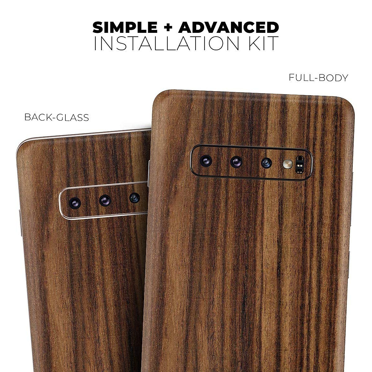 DesignSkinz Bright Ebony Woodgrain 2 Protective Vinyl Decal Wrap Skin Cover Compatible with The Samsung Galaxy S20 (Screen Trim & Back Glass Skin)