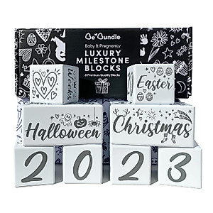 Luxury, Designer Baby Milestone Blocks for Baby boy or Girl. 8 Premium Baby Monthly Blocks to Capture More Special Memories - 18 Celebrations, All Birth Weights/Ages & Every Year from 2023-2123!!!