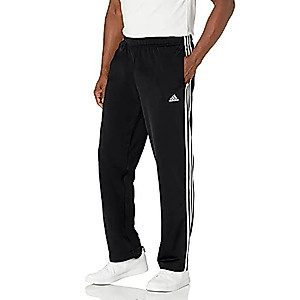 adidas Men's Essentials Warm-Up Open Hem 3-Stripes Tracksuit Bottoms, Black/White, Medium