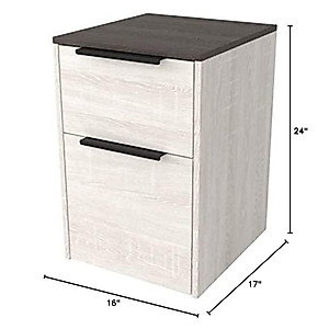 Signature Design by Ashley Dorrinson Modern Farmhouse Filing Cabinet with 2 Drawers, Whitewash & Brown