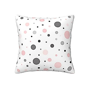 EWMAR Pink Gray White Modern Polka Dot Pattern Throw Pillow Covers Cushion Decorative Pillowcases for Sofa Couch Living Room Outdoor Home Decor
