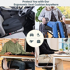 Gel Seat Cushion with Premium Memory Foam Orthopedic U Cooling Chair Cushions for Pain Relief - Ergonomic Coccyx Cushion Sciatica Butt Pillow for Wheelchair Mobility Office & Car Use