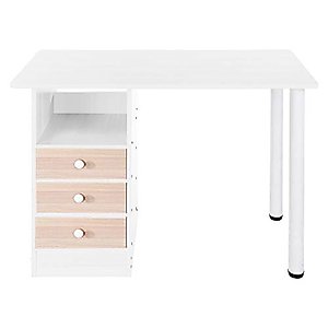 Home Office Workstation Desk, Computer Laptop Desk Study Table with Drawers for Dressing Table, Living Room, Bedroom, Study, Etc (White)