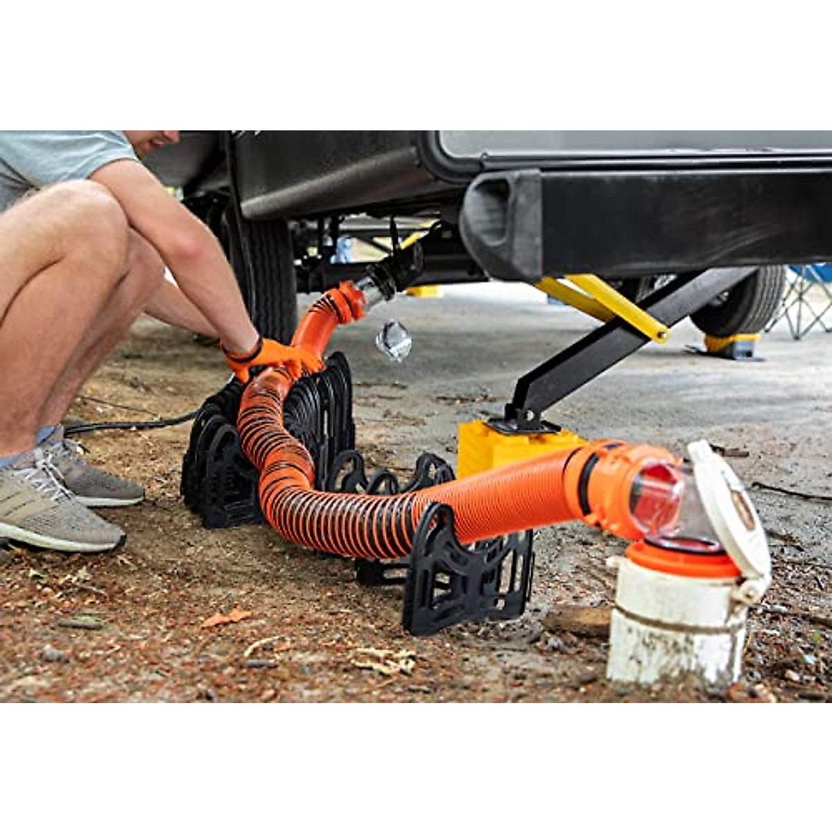 Camco RhinoEXTREME 15-Foot Camper/RV Sewer Hose Kit | Features TPE Technology for Abrasion Resistance and Crush Protection | Includes Pre-Attached Rhino Swivel Fittings (39861)