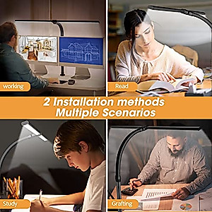 SOMAYO LED Desk Lamp，Architect Desk Lamps for Home Office，24W Brightest Led Workbench Office Lighting-5 Color Modes and 5 Dimmable Eye Protection Modern Desk Lamp for Monitor Studio Reading (b-Black)