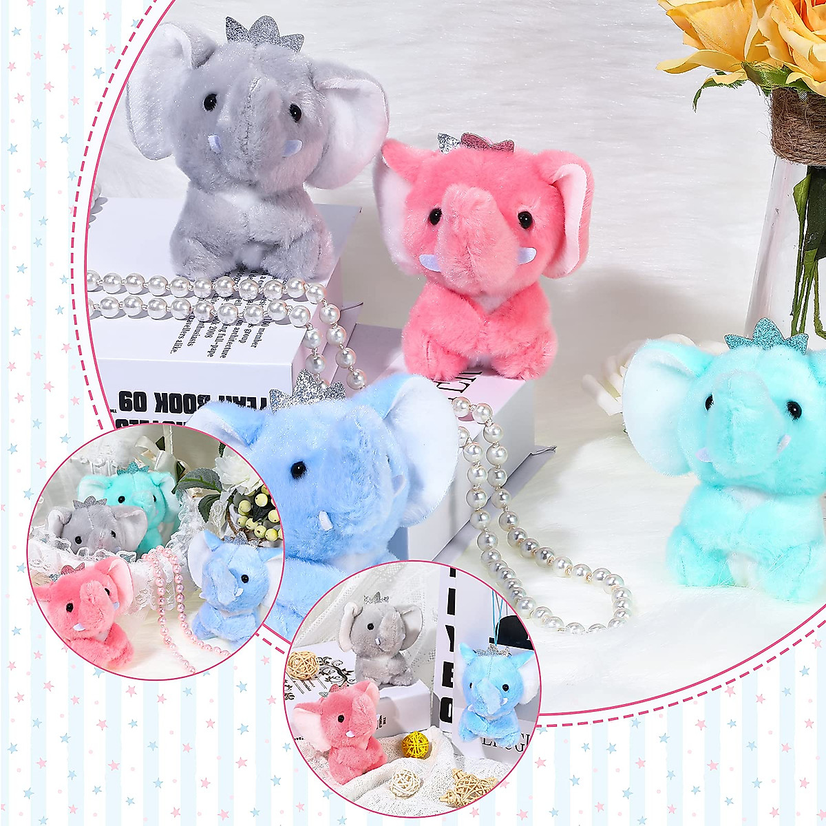 8 Pcs Operation Christmas Plush Mini Elephant Stuffed Animals 4 Inch Soft Forest Elephant Toys for Baby Shower Boys Girls Birthday Party Christian Charity Donation Supplies(Elephant, 4 Inches)