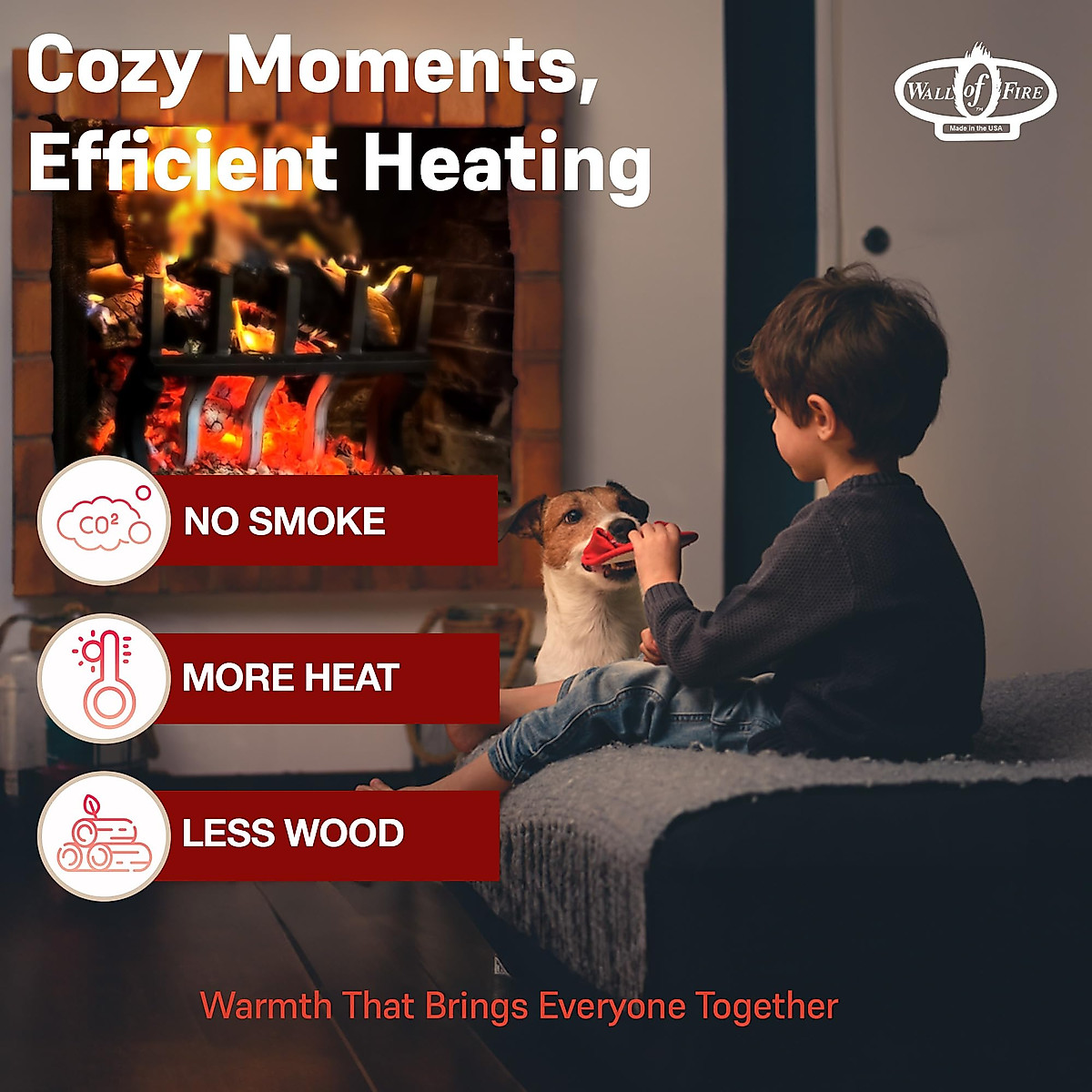 Grate Wall of Fire Model M-5 Smoke-Free Fireplace Grate – 21" Wide, 15" Tall, Heavy-Duty Alloy Steel – Boosts Heat Output, Reduces Smoke – Fits Fireplaces with 21" Rear Width or More – Made in USA