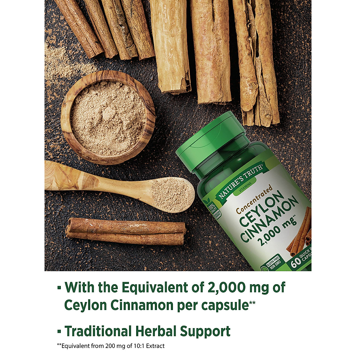 Nature's Truth Ceylon Cinnamon Pill Capsules | 2000mg | Non-GMO & Gluten Free Supplement