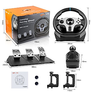 PXN V9 PC Steering Wheel with Pedals and Shifter 270/900 Degree Gaming Racing Wheel for PC,PS4,PS3,Xbox One, Xbox Series X/S,N-Switch (NOT Support Mac/PS5)