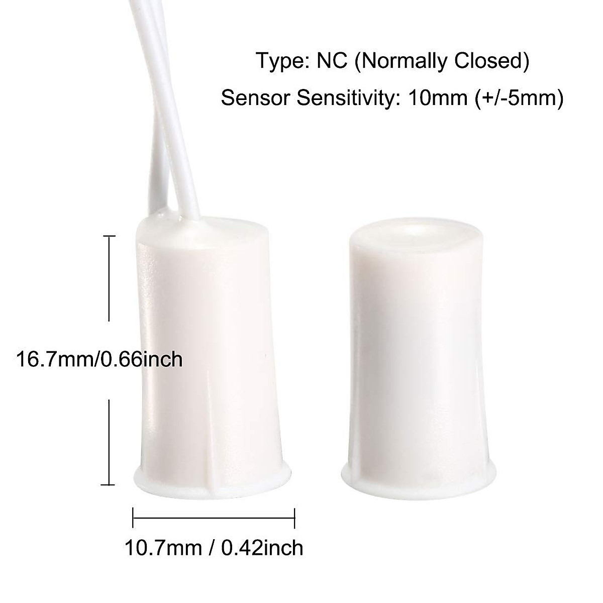 VictorsHome Magnetic Reed Switch RC-33 NC Recessed Wired Window Door Contact Sensor for Home Security and Burglar Alarm Systems 5 Pcs