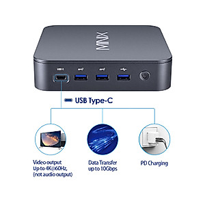 MINIX NEO J51-C8 Max Mini Computer, 8GB/512GB M.2 PCIe NVMe SSD Windows 11 Pro, Aluminum/Wi-Fi6/Dual 2.5GB LAN/USB-C/Triple Display/4K/Auto Power On/PXE Boot/RTC/Vesa Mount