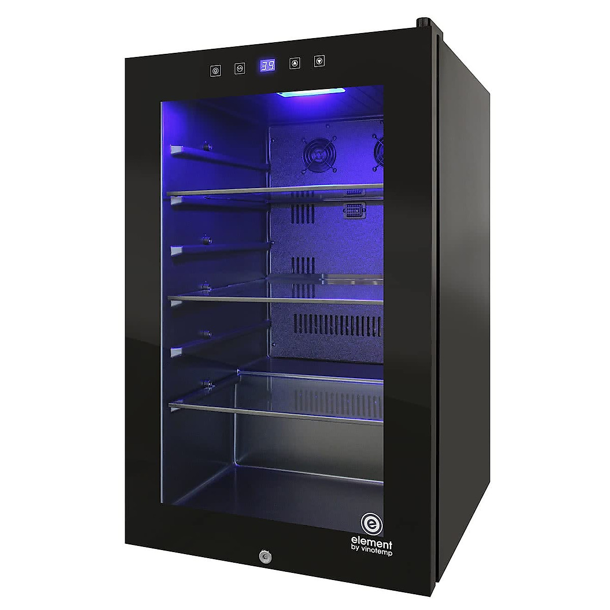 Vinotemp EL-BCU101-01 Refrigerator and Cooler Capacity Mini Drink Fridge with Touch Screen Temperature Control and Glass Door, 161 Can, Stainless Steel, 105 Beverage, Black