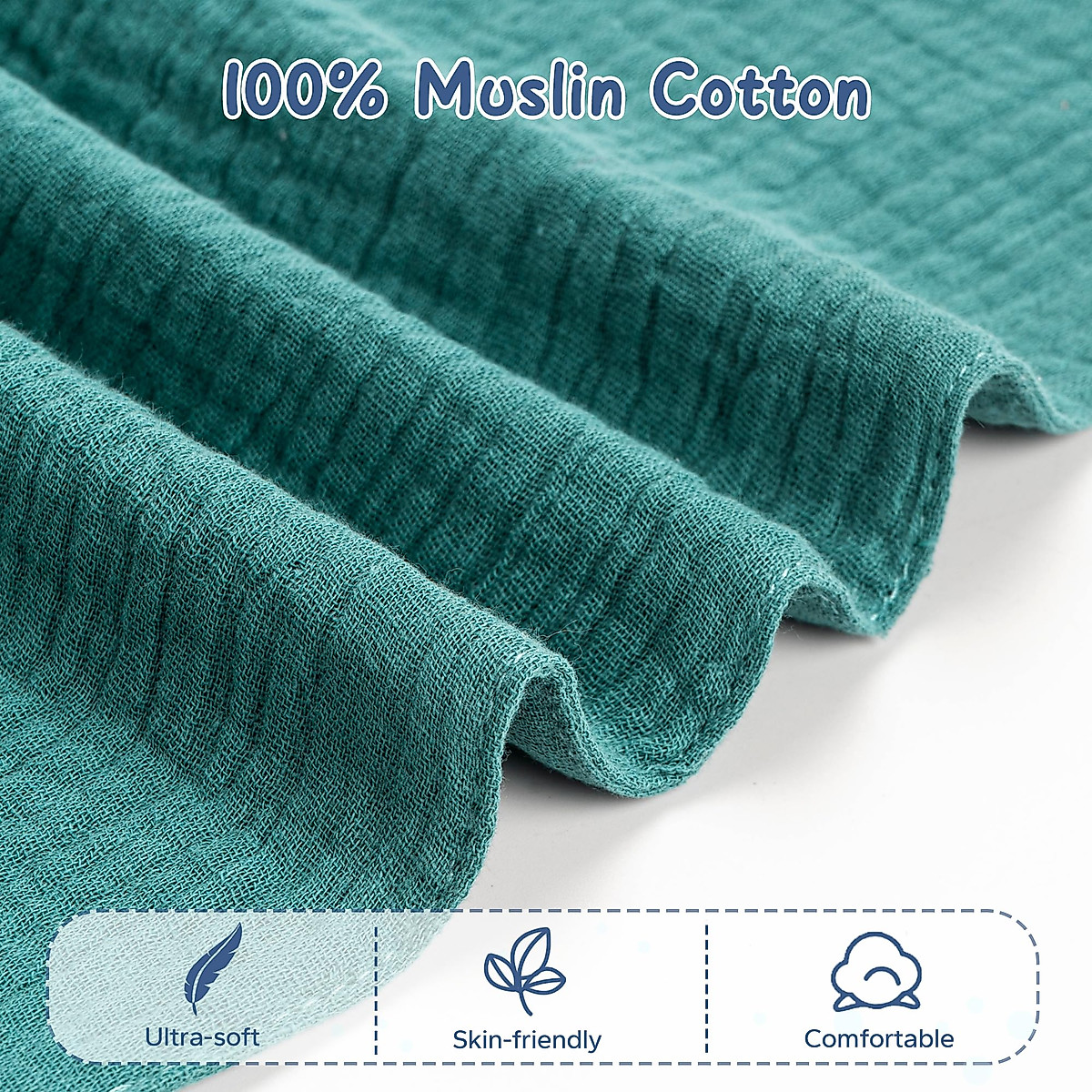 ZIGJOY Bunny Lovey Muslin Cotton Baby Security Blanket Soft Breathable Lovies for Babies Gifts for Newborn Infant Toddler Boys and Girls, Blue