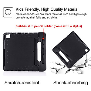 UUcovers Kids Case for Apple iPad Pro 12.9 inch 2022/2021/2020/2018 (6th/5th/4th/3rd Generation) with Pencil Holder/Rotating Kickstand Swivel Handle EVA Foam Shockproof Rugged Flip Stand Cover, Black