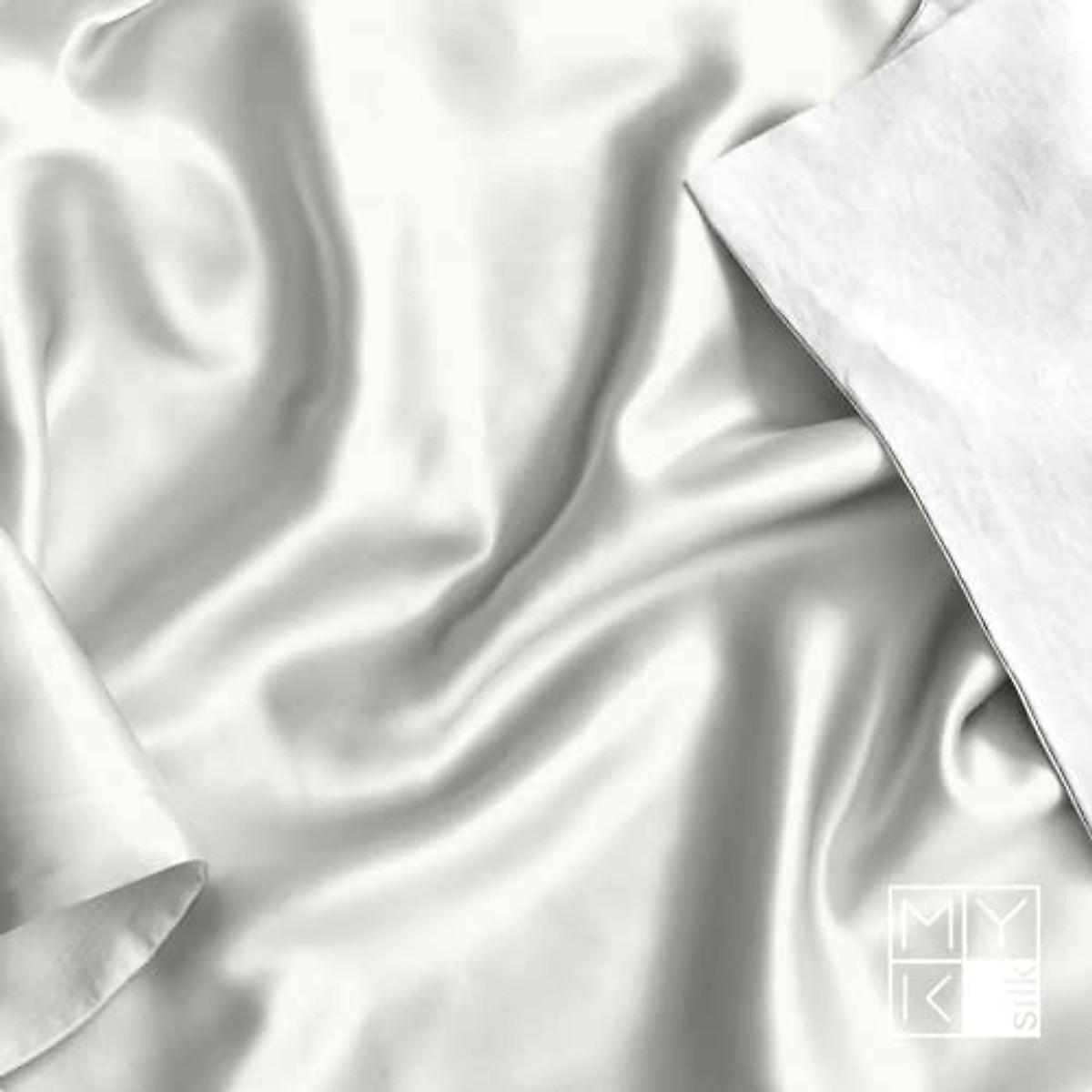 MYK Silk Pure Natural Mulberry Silk Pillowcase, 19 Momme with Cotton Underside for Hair & Skin, Oeko-TEX Certified, Hypoallergenic, Curly Friendly, Standard Size in Undyed Ivory White