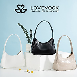 LOVEVOOK Small Purses for Women, White Shoulder Bag Cute Mini Handbag, Retro Classic Vegan Leather Tote Clutch Purse Hand Bags