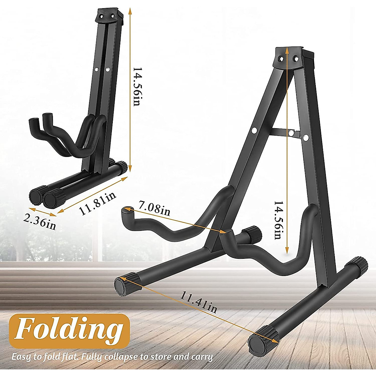 Mallez Cello Stand, Folding A-Frame Cello Support Holder with Non-Slip Rubber Soft Foam Arms for Violin 1/8-4/4 Cellos Guitar Electric Bass