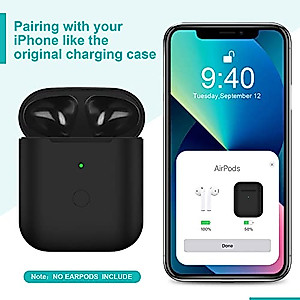 Compatible for AirPods 1st/2nd Charging Case, Wireless Charger Replacement Case for AirPods Case 2nd Gen with Bluetooth Pairing Sync Button, Black
