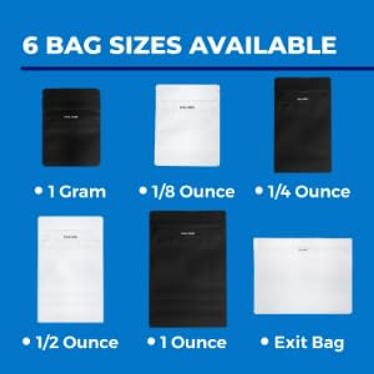 Loud Lock Mylar Bags Child Resistant Grip N Pull 1/4 Ounce All White - 100 Count 6.7" x 4" 6mill Thickness - Mylar Bags For Food Storage - Resealable Bags - Smell Proof Bags