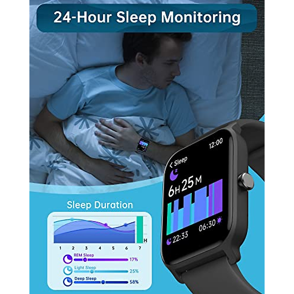 Smart Watches for Men Women (Answer/Make Call), Alexa Built in, 1.8" Full Touch Screen Fitness Tracker with Heart Rate SpO2 Sleep Monitor IP68 Waterproof Smartwatch for iPhone Android Phones, Black