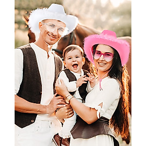 20 Pieces Cowboy Cowgirl Hats Pink Heart Shaped Sunglasses for Women Western Party Wedding Party