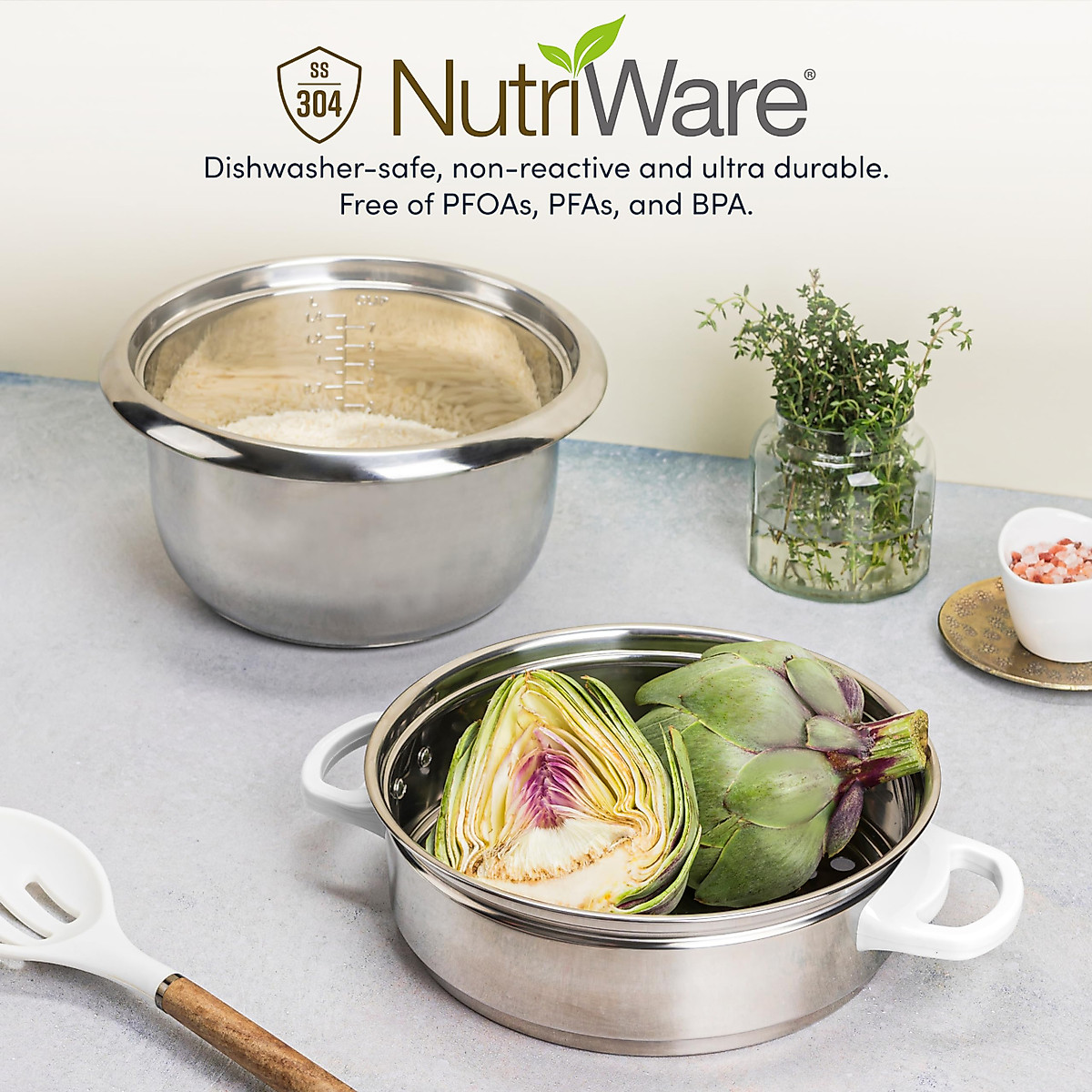 Aroma Housewares NutriWare 14-Cup (Cooked) Digital Rice Cooker and Food Steamer, White