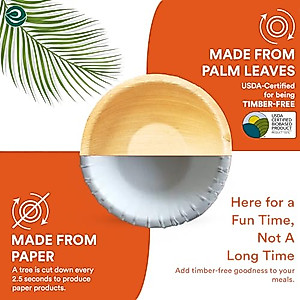 ECO SOUL 100% Compostable Large 6 Inch 16 Oz Palm Leaf Bowls [20-Pack] Disposable Dessert Bamboo Style I Heavy Duty Eco-Friendly Sturdy Bowl Biodegradable Eco
