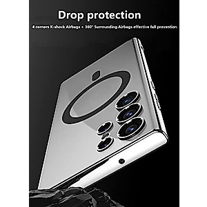 LZGHOYF Galaxy S23 Ultra Case, Clear Case for Samsung Galaxy S23 Ultra Built-in Camera Lens Protector Magnetic Case Compatible with MagSafe Elegant Protection Case Cover - Gold