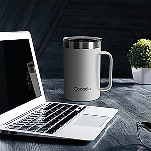 Congela 22oz 2Pack stainless steel insulated coffee mugs with handle, double wall vacuum camping cups set with Tritan lid for hot and cold drinks(Cement+Desert Sage,22oz 2Pack)