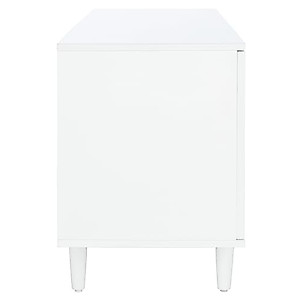 SAFAVIEH Home Collection Faye White Washed 3-Shelf Patterned Entertainment Media Stand up to 60" Flatscreen TV