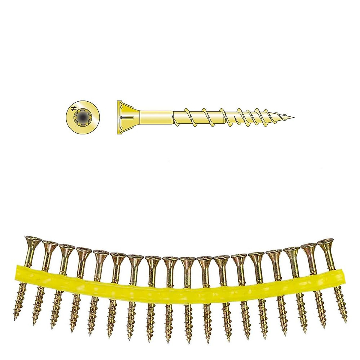 Simpson Strong-Tie WSV134S Strong-Drive WSV SUBFLOOR Screw (Collated) — 9 x 1-3/4 in. T-25, Yellow-Zinc (2000-Qty)